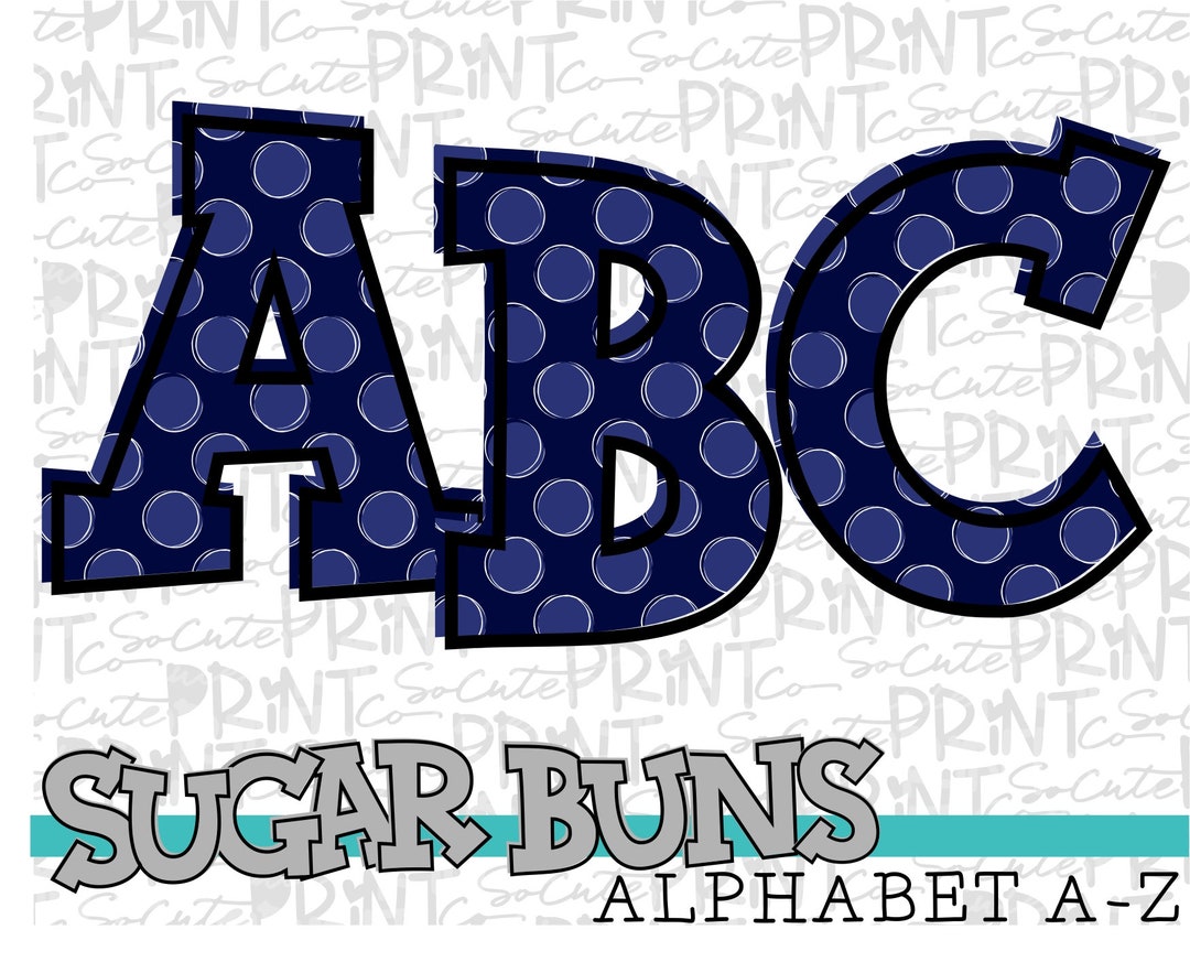 Navy Blue Polka Dot Alphabet Sugarbuns Printable Font Alpha - Etsy
