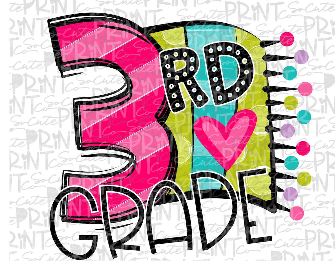 Back to School Third Grade Bright & Fun Clipart PNG File for ...