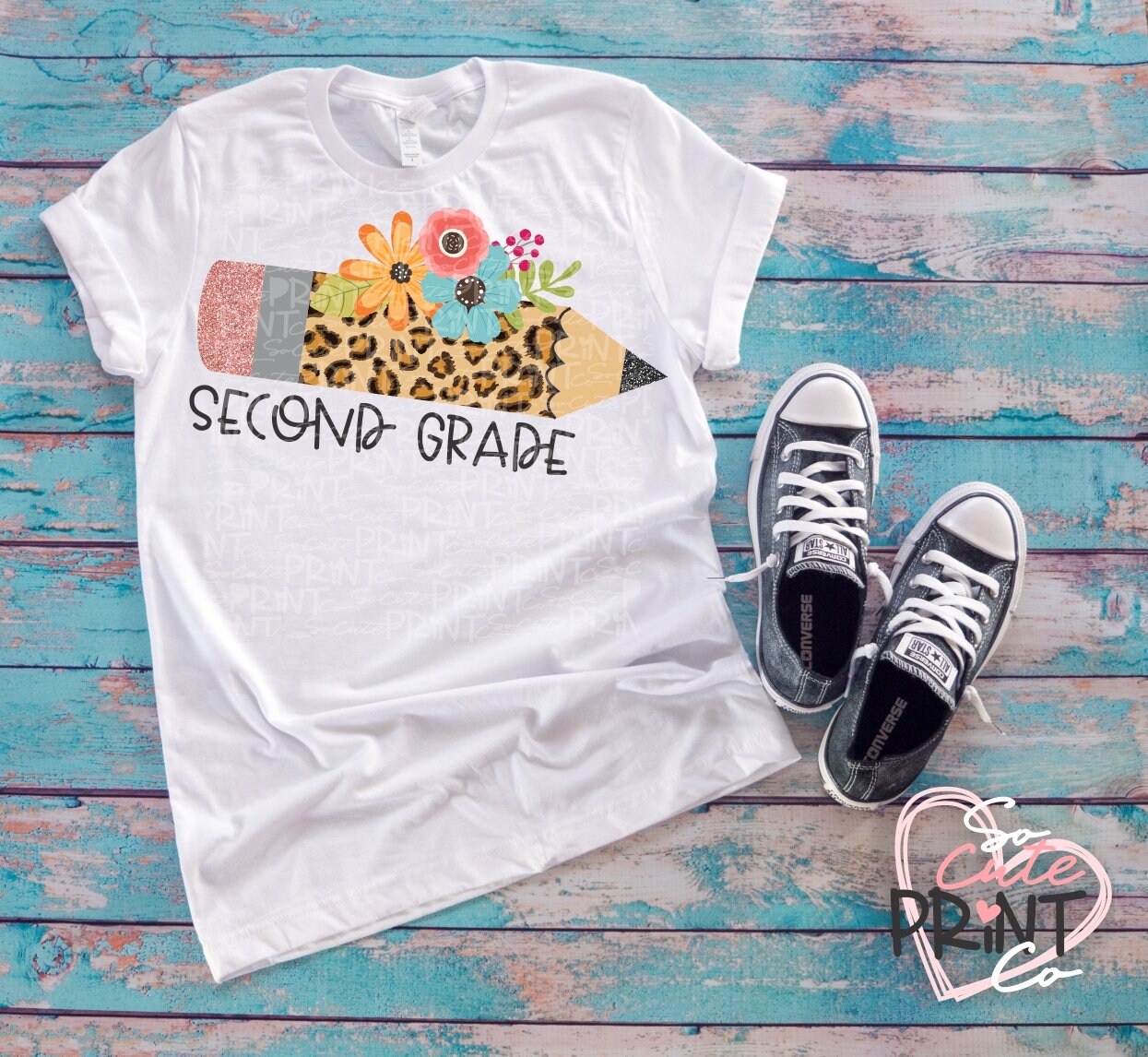 Back to school School Bundle leopard pencil with flowers | Etsy