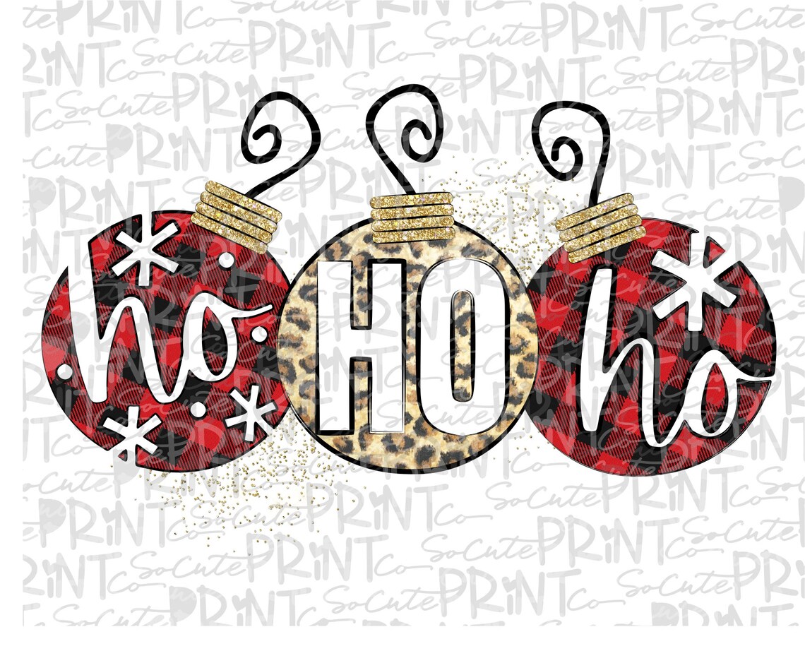 Christmas Ho Ho Ho Plaid & Leopard Christmas Ornament Design - Etsy