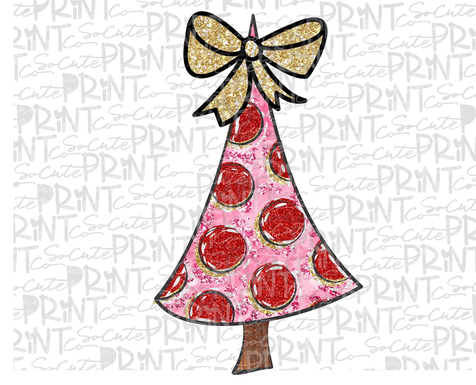 Christmas Pink Polka Dot Christmas Tree Clipart Png File for - Etsy