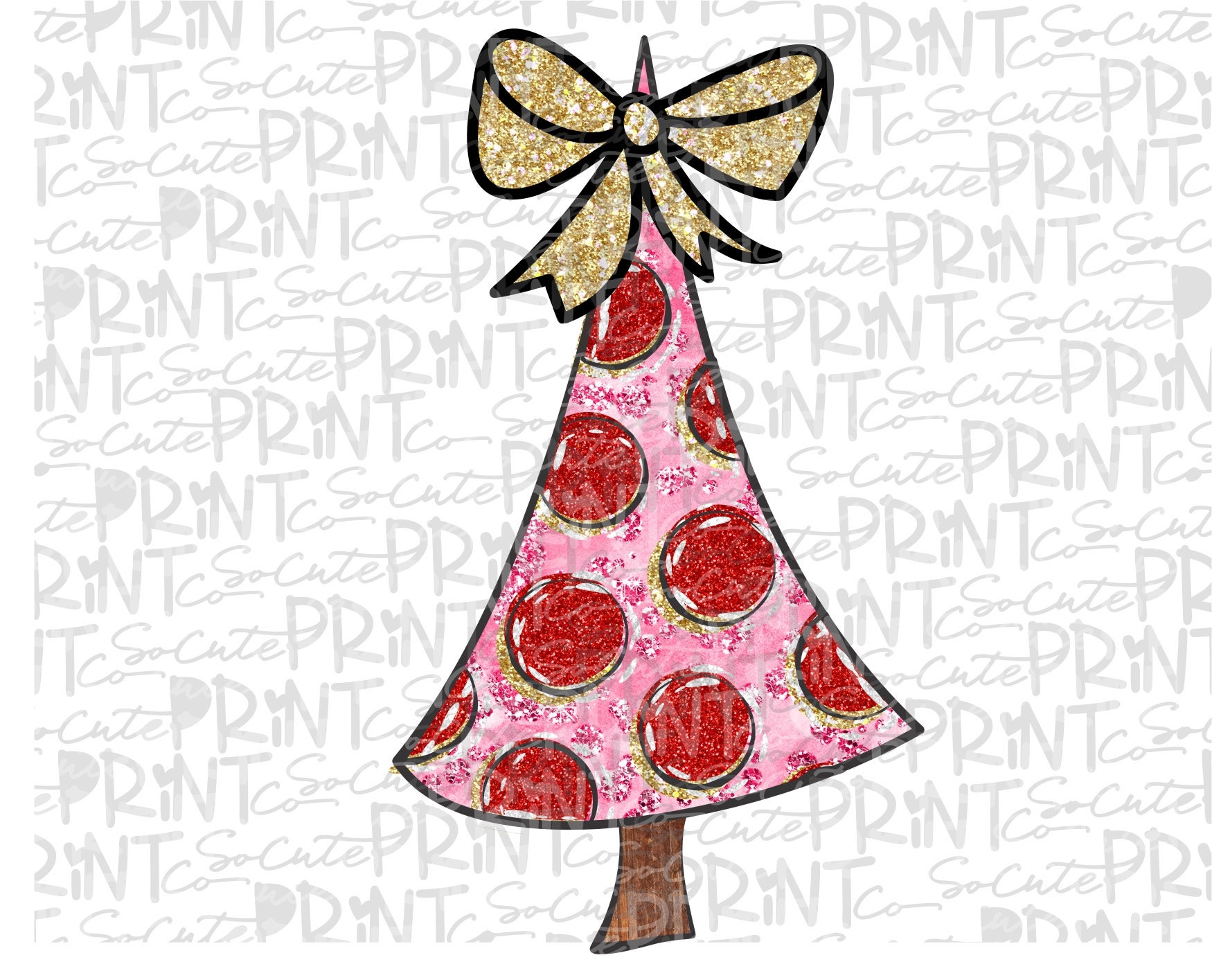 Christmas Pink Polka Dot Christmas Tree Clipart Png File for | Etsy