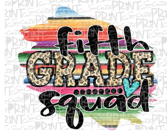 Back to School Fifth Grade Squad Clipart PNG File for | Etsy