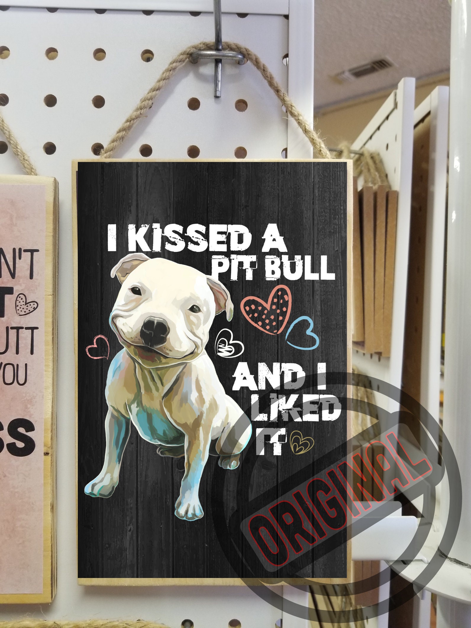 Dog Sign, Pit Bull Art, Pit Bull Gift, Wooden Sign Home Decor, for Pit ...