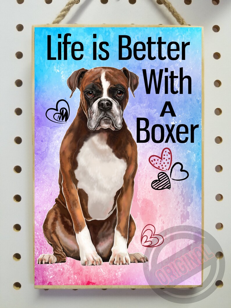 Boxer Dog, Dog Lover Gifts, Dog Sign, Wooden in Home Decor for Dog Mom ...