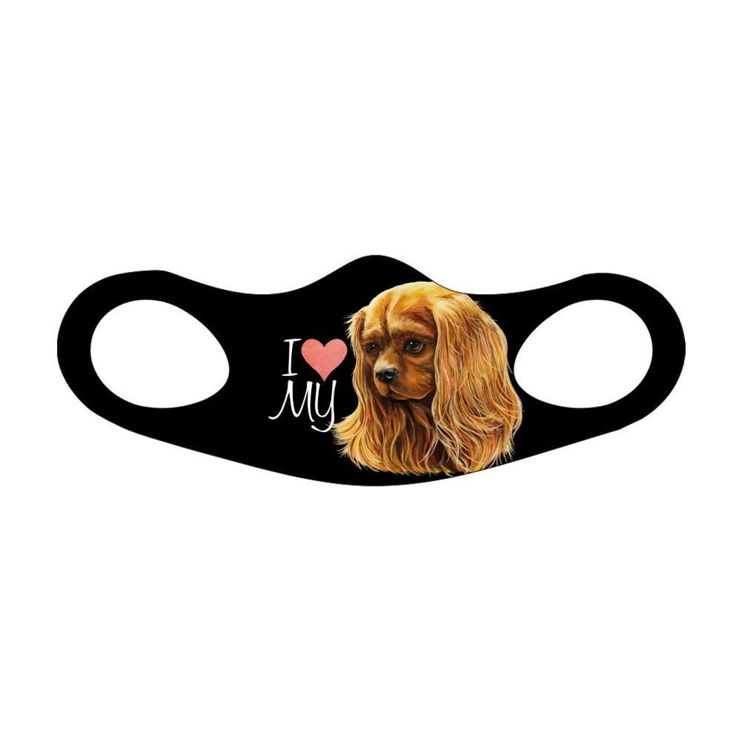 King Charles Spaniel Face Mask, Ruby Cavalier King Charles Spaniel, Dog ...