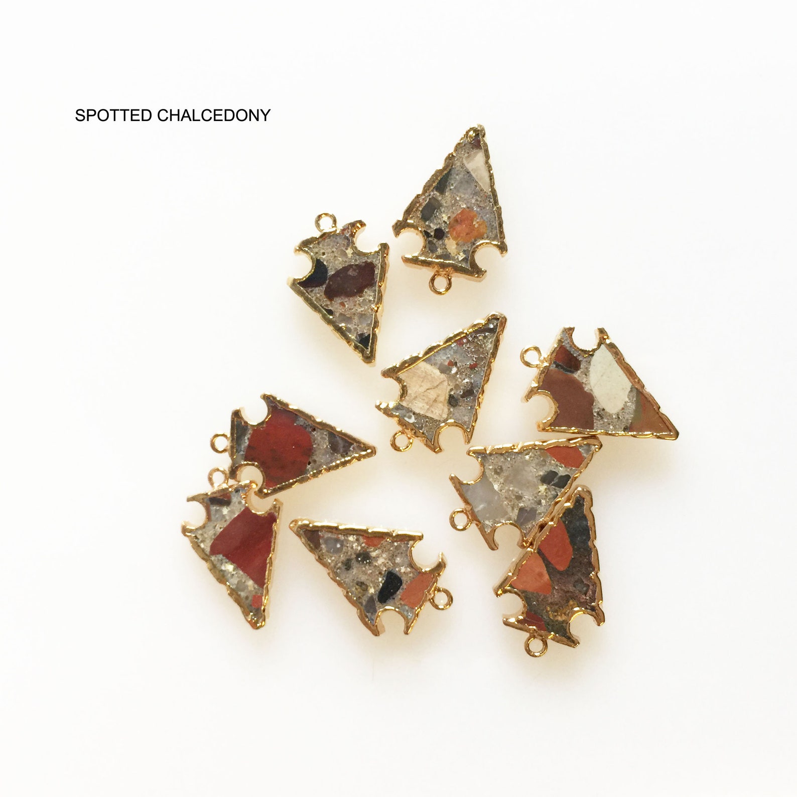 24K GOLD VERMEIL Arrow Shape Gemstone Pendants, Gold Plated Over ...