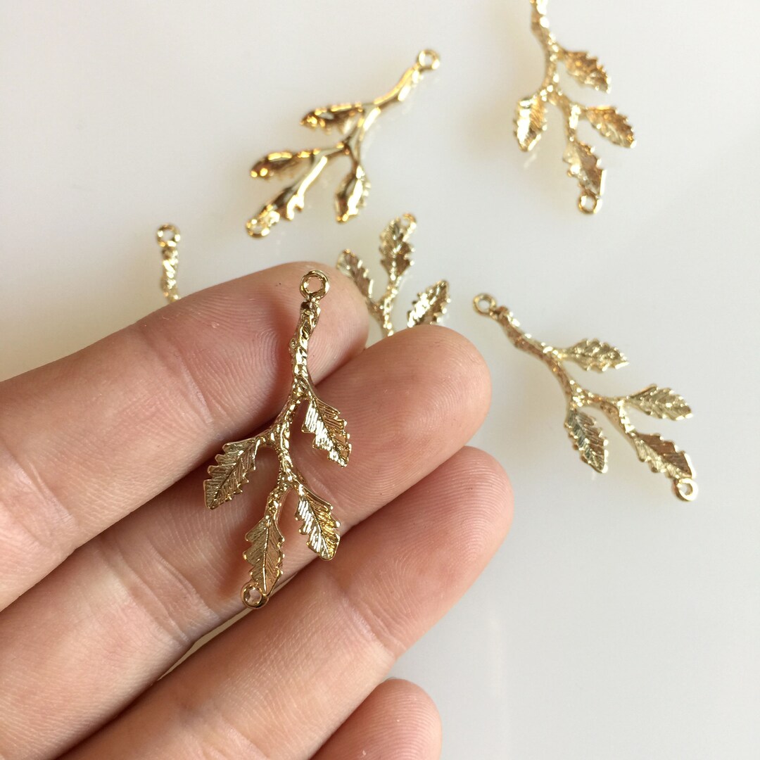 Tree Branch Connector, Twig Connector, Nature Charm, 14K Gold Plated ...