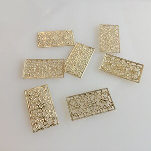 Rectangle Filigree Charm, Filigree Pendant, 14K Gold Plated Steel ...