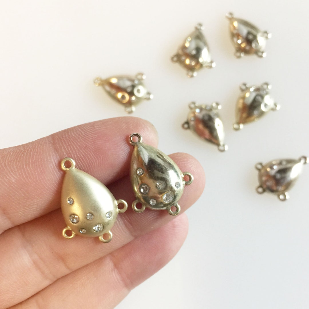 Crystal Teardrop Connector, Chandelier Connector, Matte Gold Plated ...