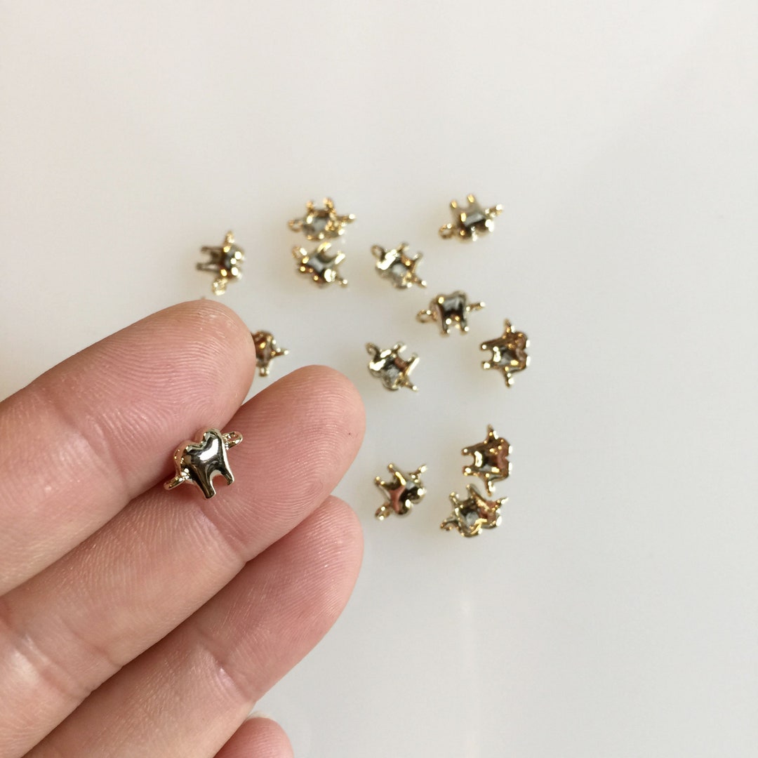 Mini Dainty Tooth Connector, Tooth Charm, 12K Gold Plated Zinc Alloy ...