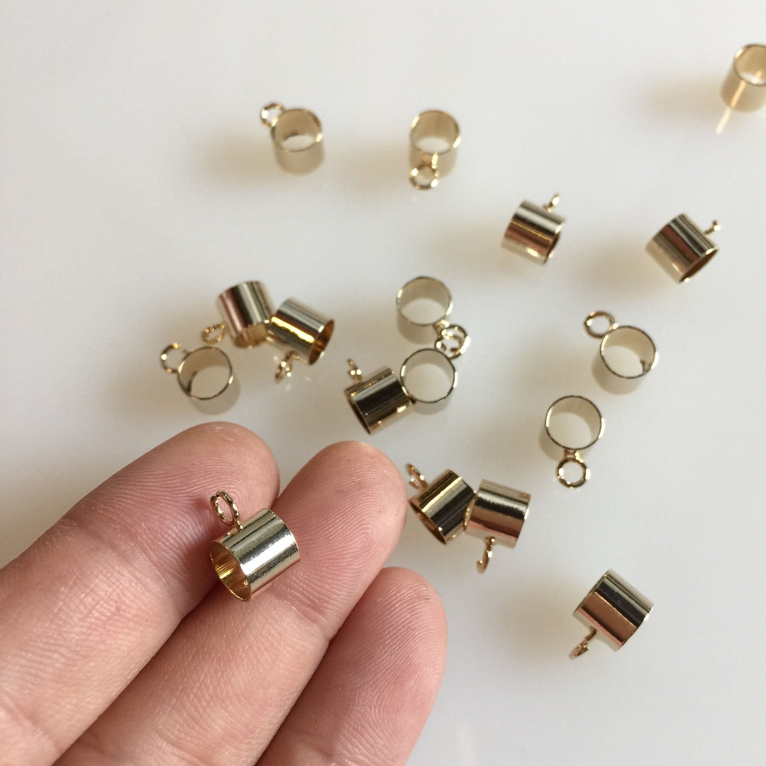 Bail Charm, Tube Bail Charm, Slide Bead Charm, 14K Gold Plated Brass ...