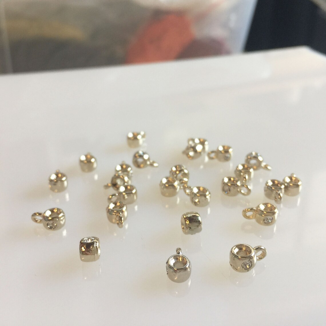 Mini Crystal Bail Charms, 12K Gold Plated, 5.5mmx4mm, 5pcs. - Etsy
