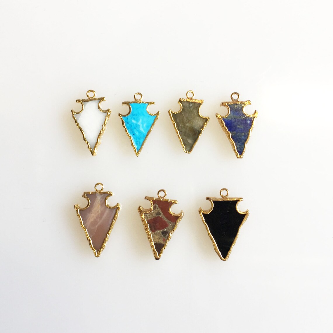 24K GOLD VERMEIL Arrow Shape Gemstone Pendants, Gold Plated Over ...
