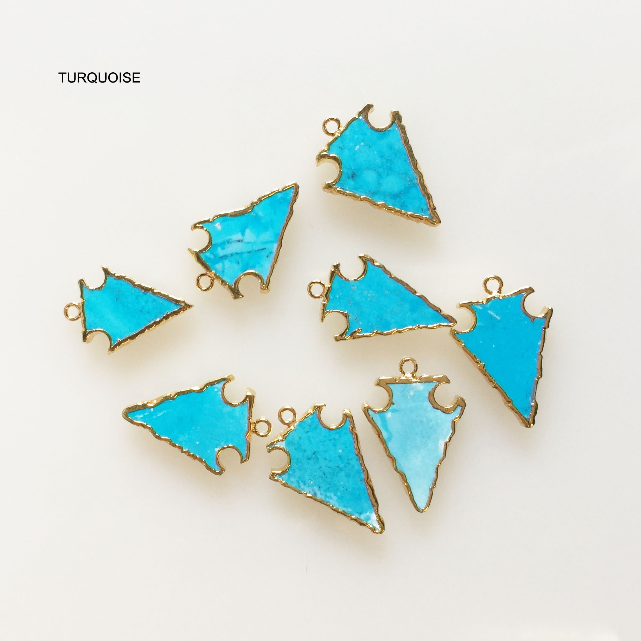 24K GOLD VERMEIL Arrow Shape Gemstone Pendants, Gold Plated Over ...