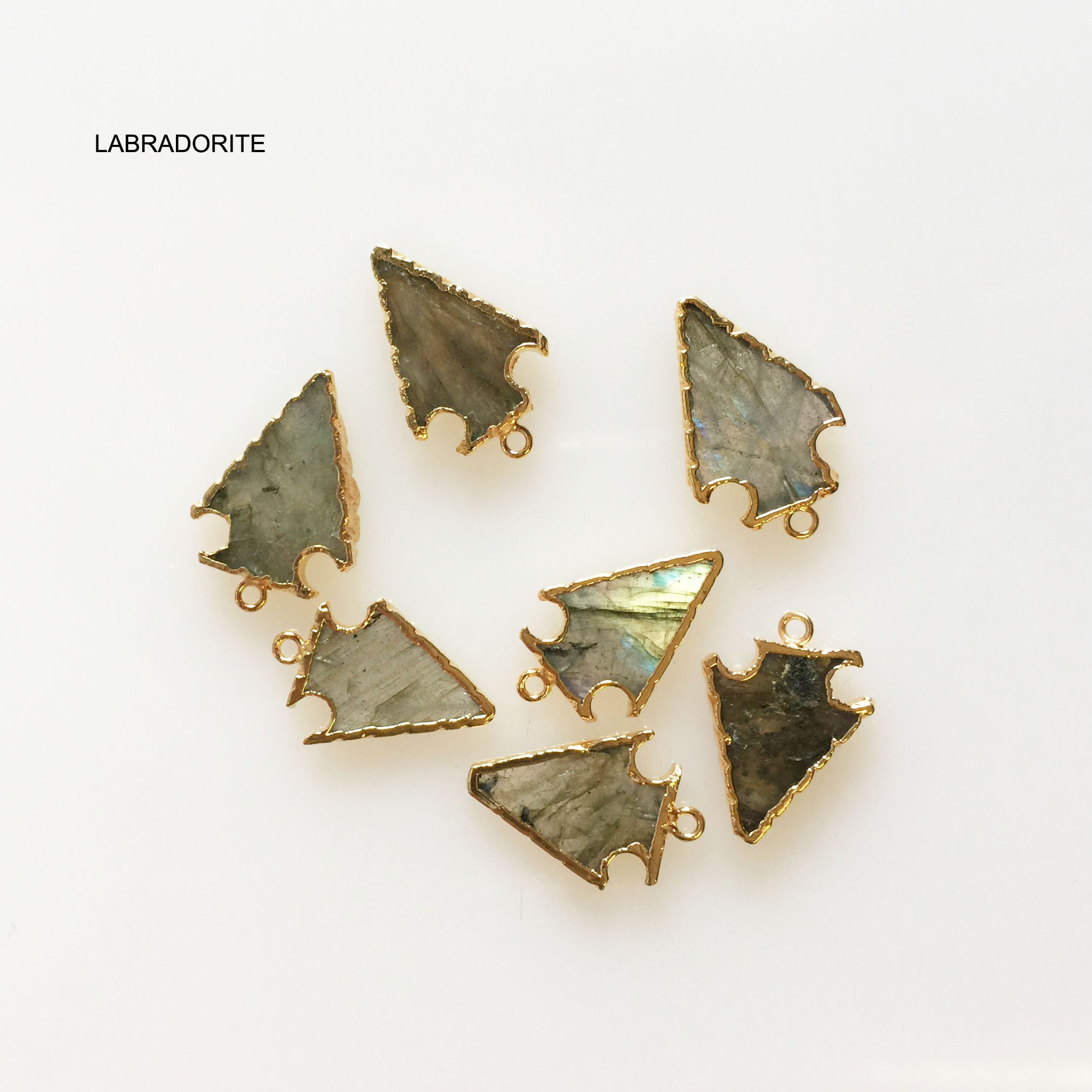 24K GOLD VERMEIL Arrow Shape Gemstone Pendants, Gold Plated Over ...