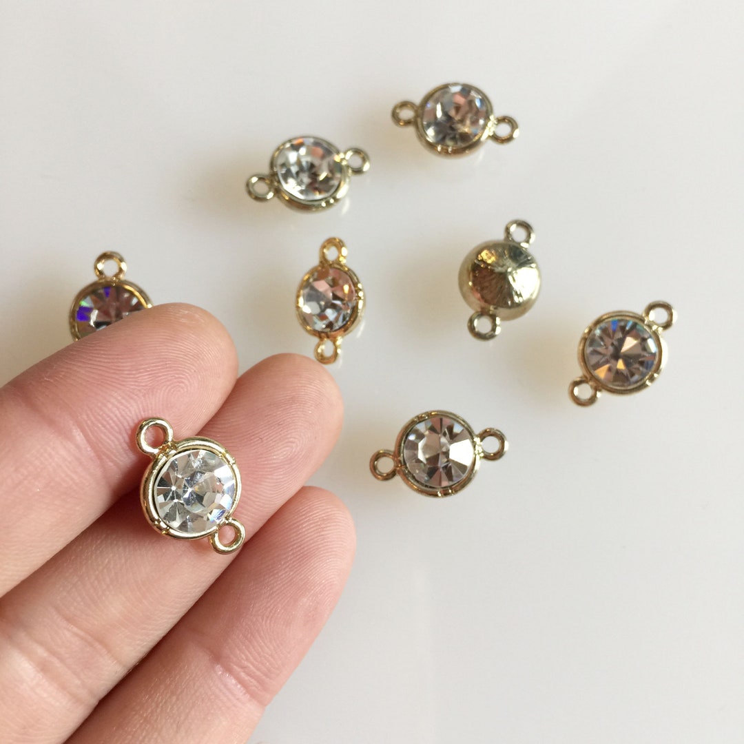 Crystal Connectors, 11mmx7mm, 16K Gold Plated Zinc Alloy, 3 Pcs. - Etsy
