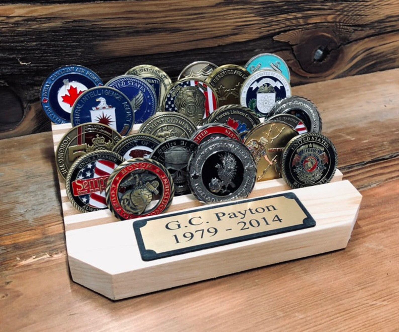 7 Challenge Coin Holder With Plaque | Etsy
