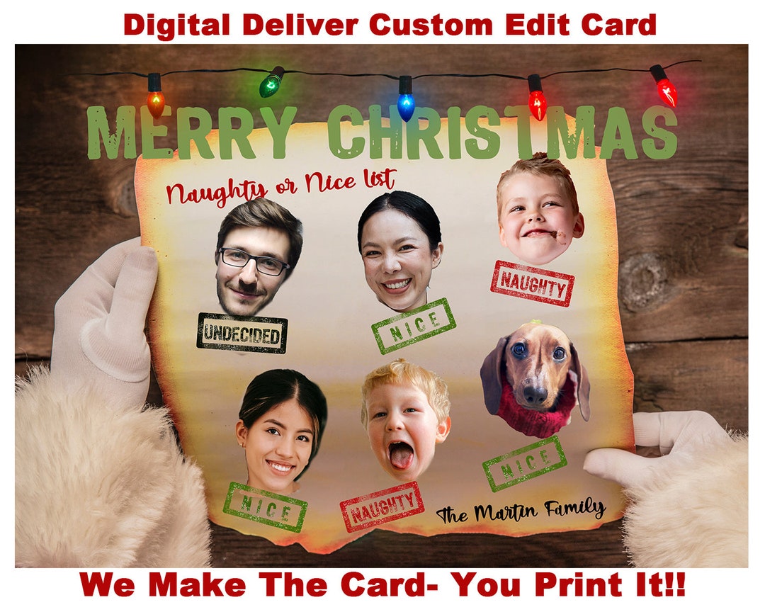 CUSTOM Christmas / Santa/ Holiday Card Naughty or Nice List Digital ...