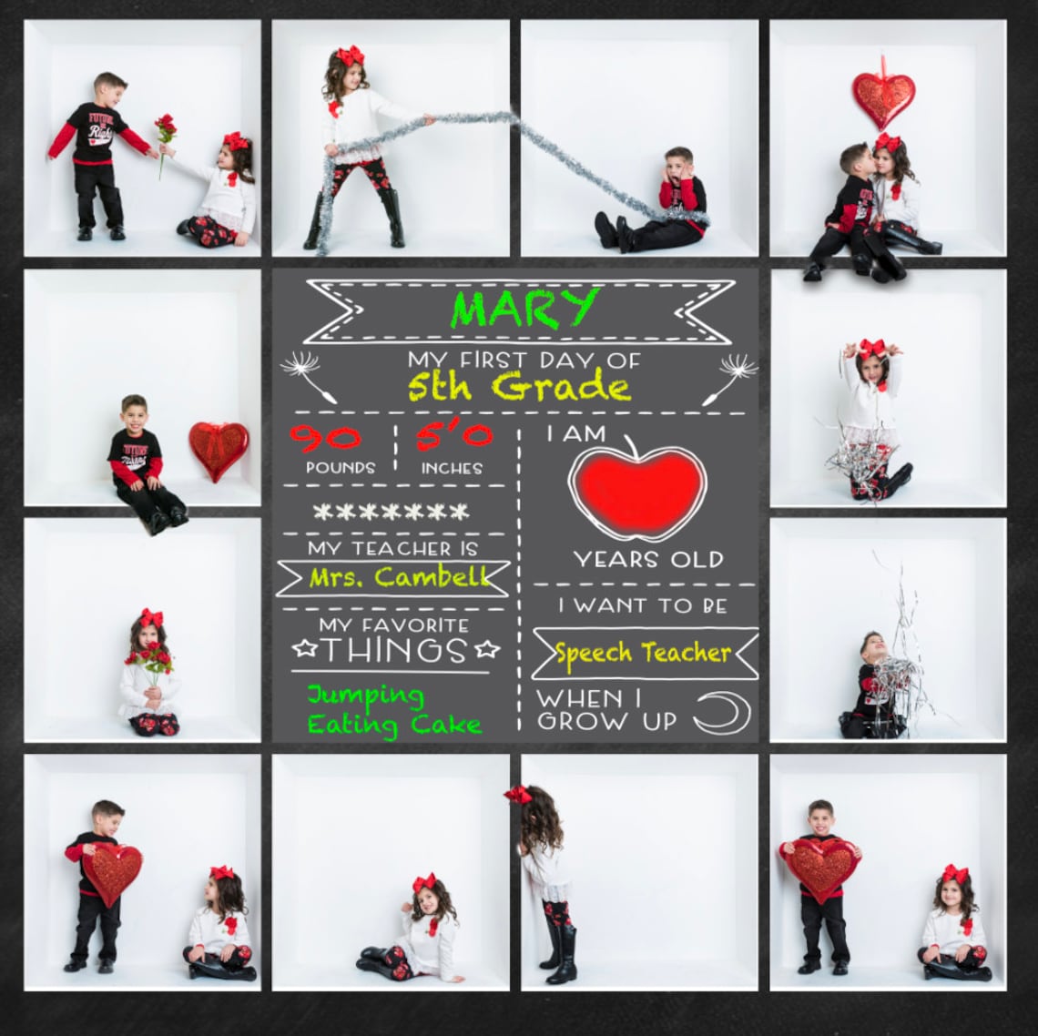 All About Me School Chalkboard Photoshop Template Collage/ in - Etsy