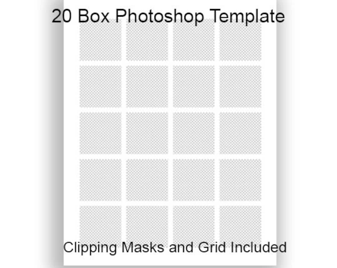 In the Box Photoshop Template 20 Box VERTICAL WHITE Editable Digital ...