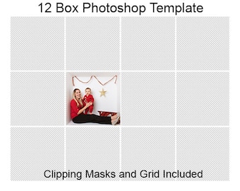 White Photo Box Grid 12 Box Template Photoshop Template - Etsy