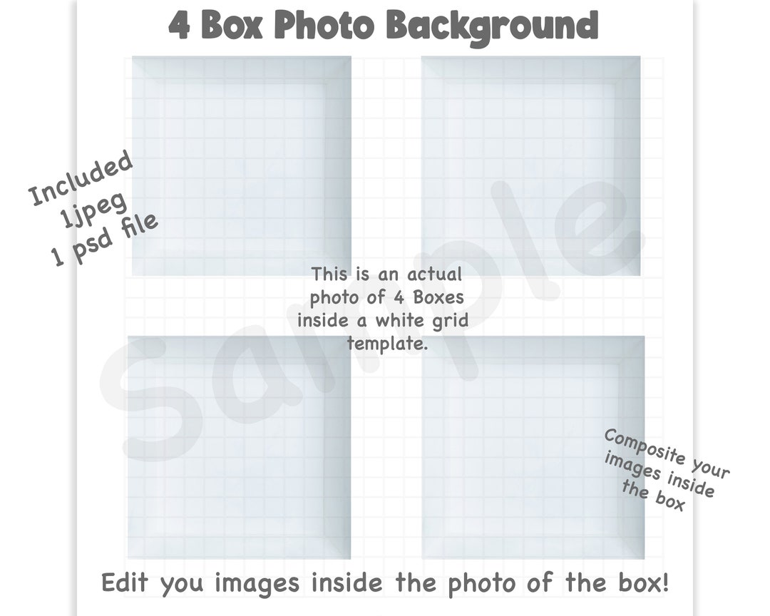 In the Box 4 Box JPEG Image Collage Digital Template Overlay Background ...