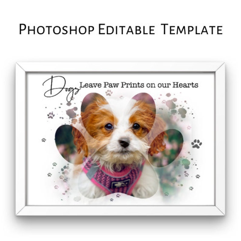 Dog Paw Watercolor Photoshop Editable Digital Photo Template/ - Etsy