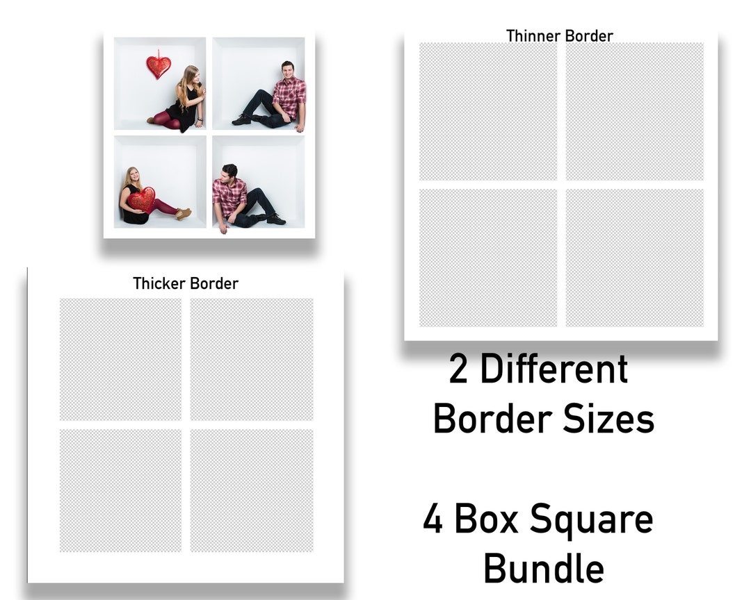 4 Box Photoshop Template WHITE Grid 2 PACK Editable Digital Collage for ...