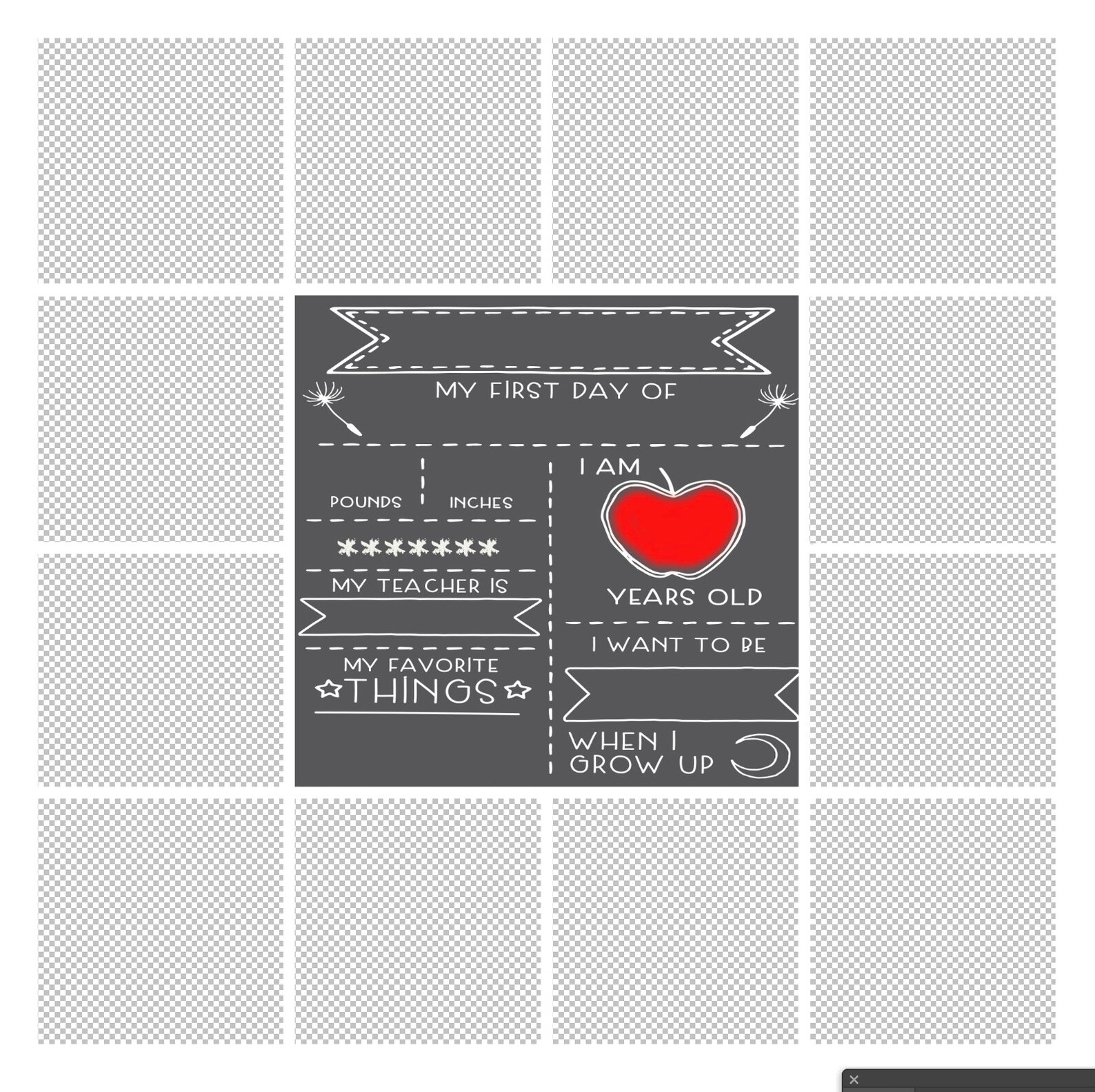 All About Me School Chalkboard Photoshop Template Collage/ in the Box ...