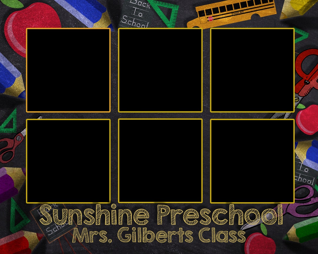 School Chalkboard Editable in the Box Photoshop Template Collage ...