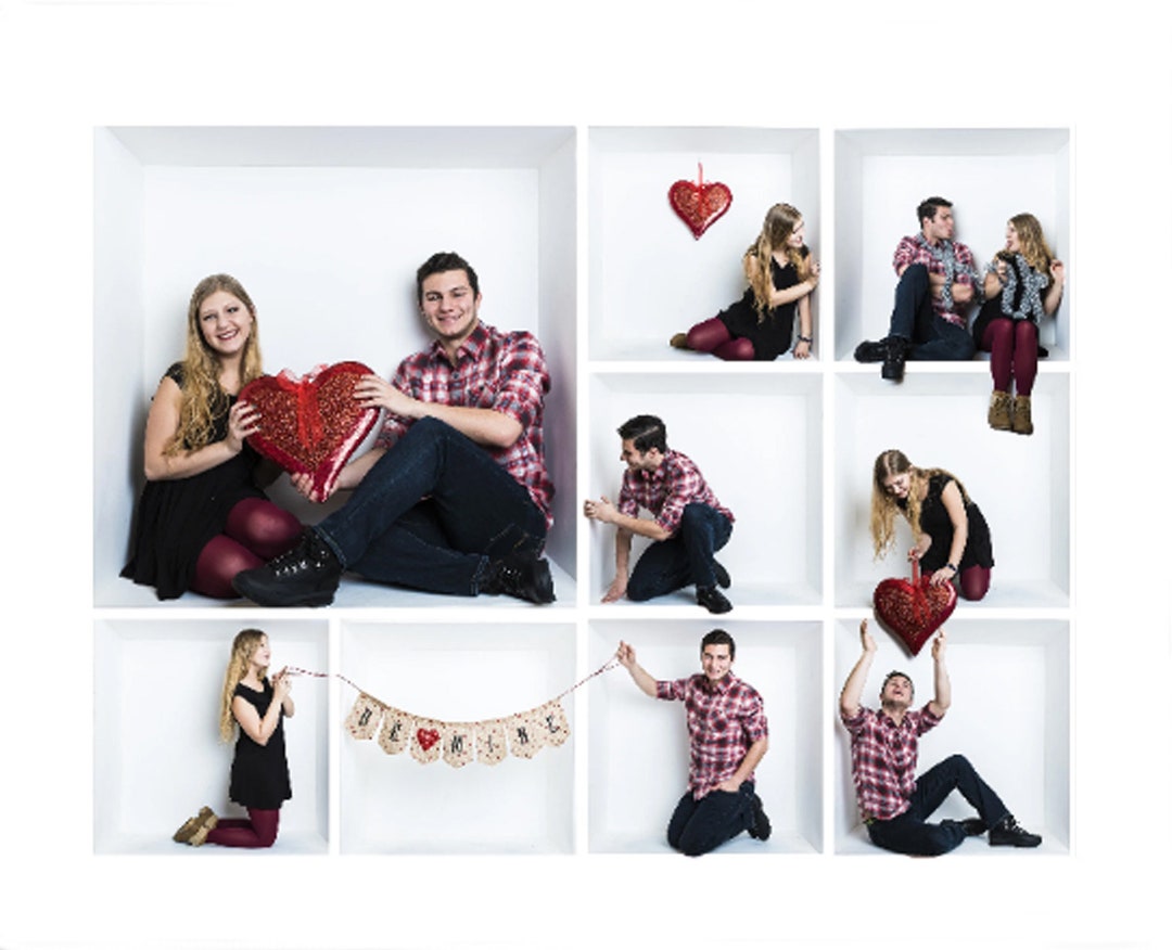 In the Box 9 Box /1 Large 8 Small/ Photoshop Template WHITE Editable ...