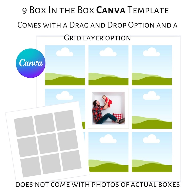 In the Box CANVA Template With 9 Box Inside the Box Photography Digital ...