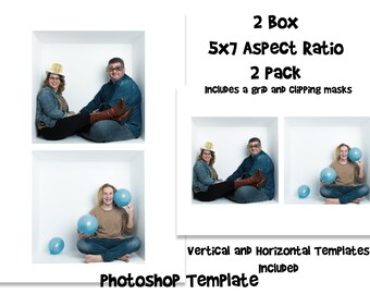 White Photo Box Grid 9 Box Template Photoshop Template - Etsy Canada