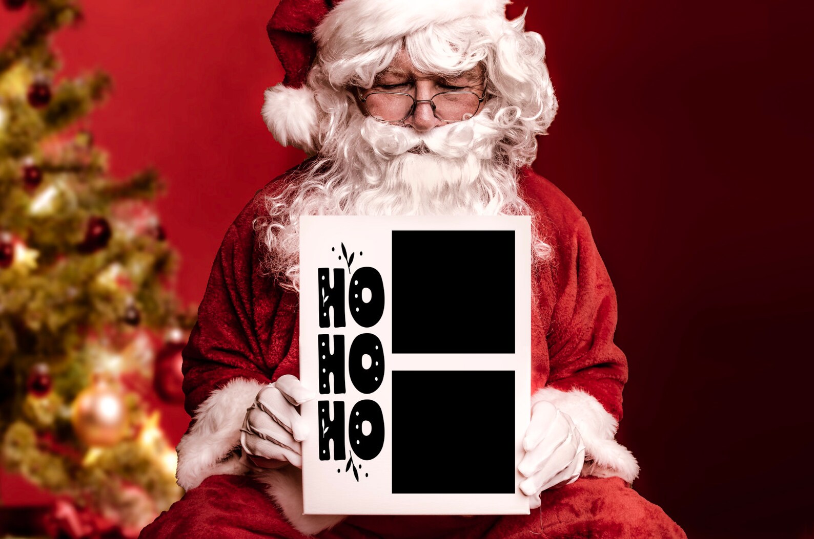 Santa Christmas Editable Photo Card, in the Box, Family, Kids, Newborn ...