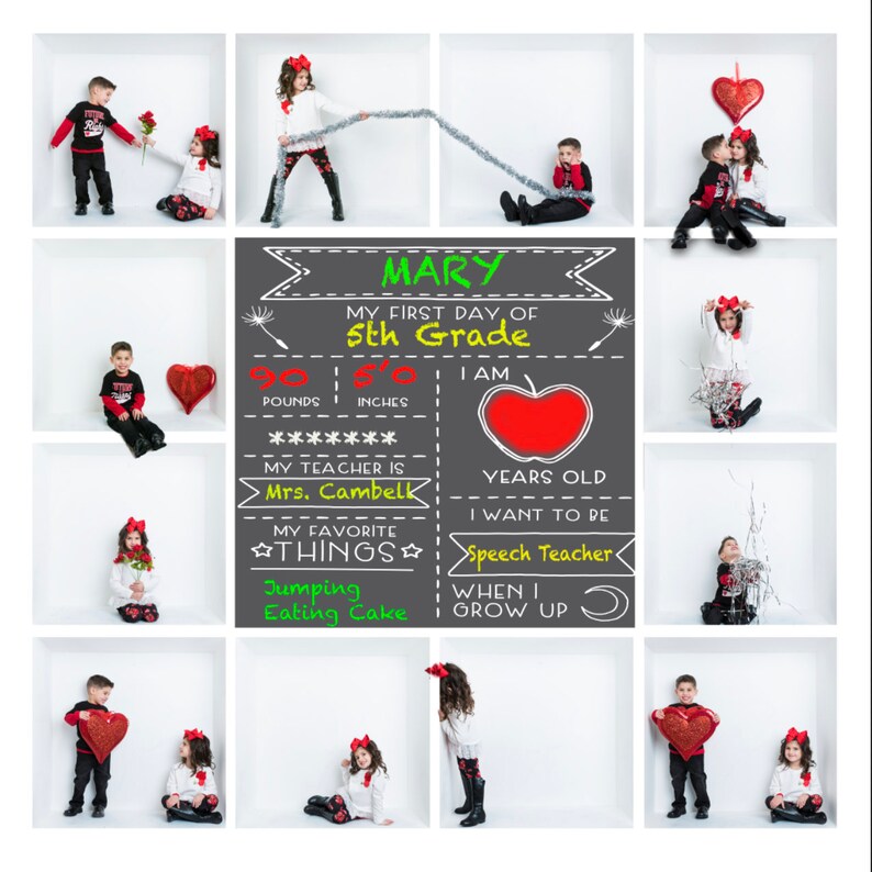 All About Me School Chalkboard Photoshop Template Collage/ in the Box ...