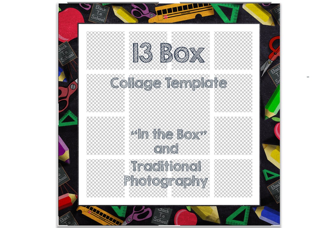 In the Box School Chalkboard Digital Photoshop Template Collage ...