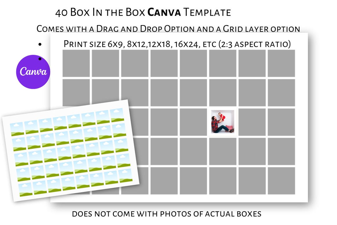In the Box CANVA Template With 40 Boxes Inside the Box Photography ...