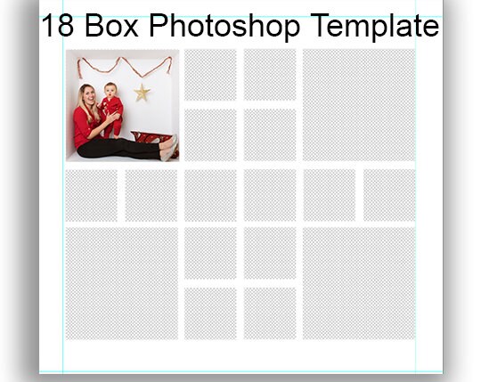 In the Box Photoshop Template 18 Box White Digital Editable Grid ...