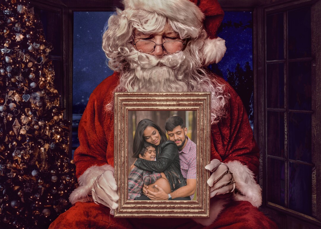 Santa Holding Frame Photoshop Holiday/ Christmas Photoshop Template ...