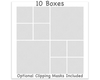 Box Photography 9 Box WHITE Grid Photoshop Digital Template - Etsy UK