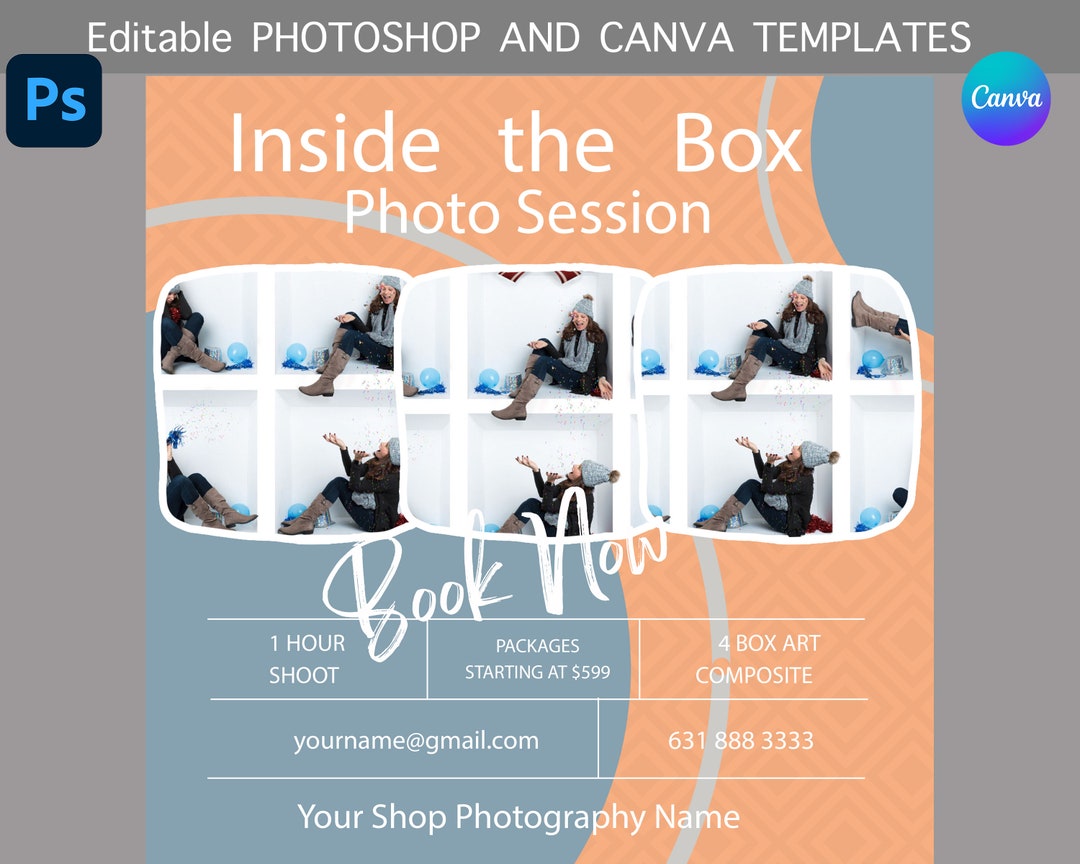 In the Box Photography Marketing Editable CANVA and Photoshop Geometric ...