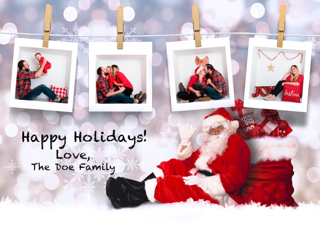 Santa Photo Clothes Pin Photo Collage ( Size 5x7 Ratio) Inside the Box ...