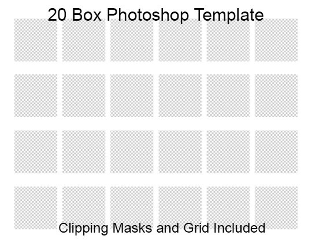 In the Box Photoshop Template 24 Box WHITE Editable Digital Grid ...
