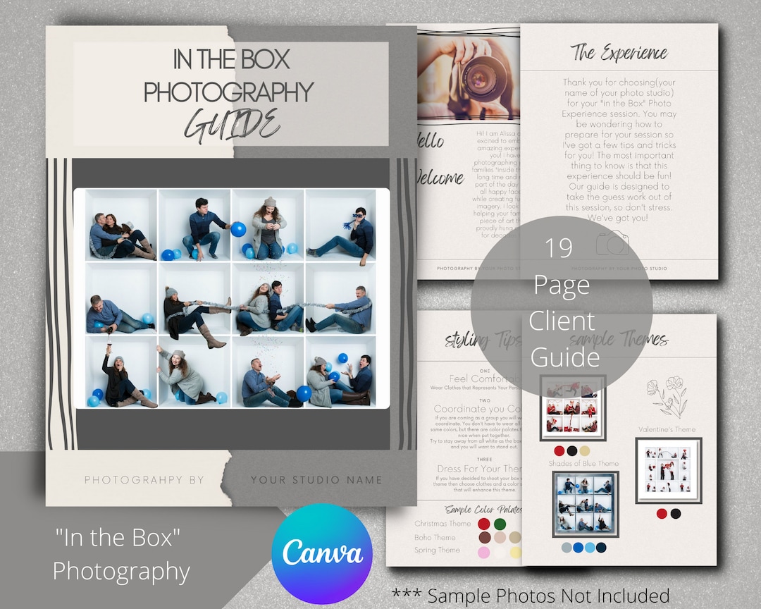 In the Box Photography Client Guide Marketing Editable CANVA Template ...