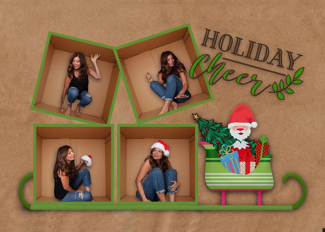 Christmas Santa Cardboard in the Box PHOTOSHOP Template , Digital ...