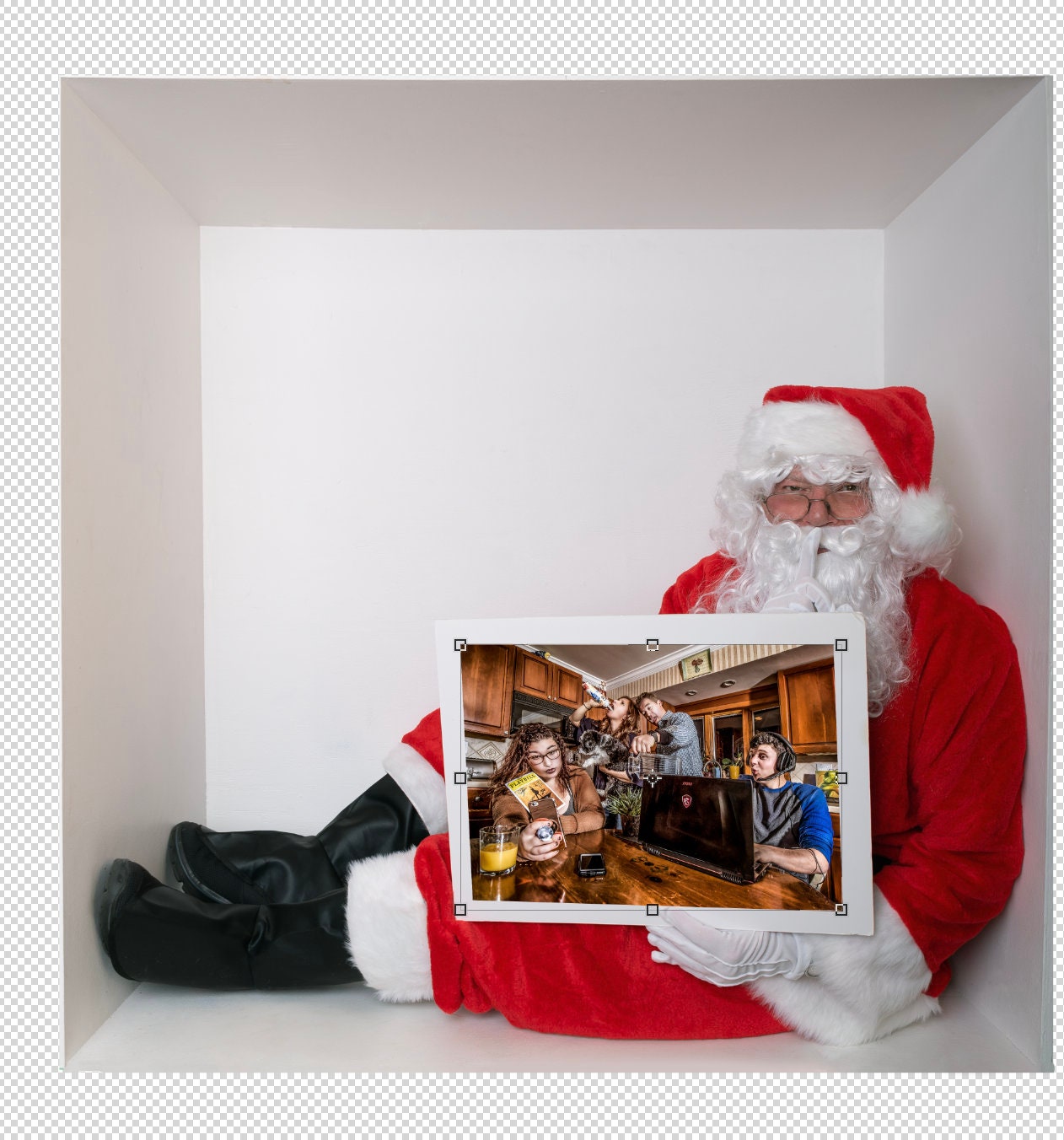Santa In the Box .png Photo Overlay for Photo Collage In the | Etsy