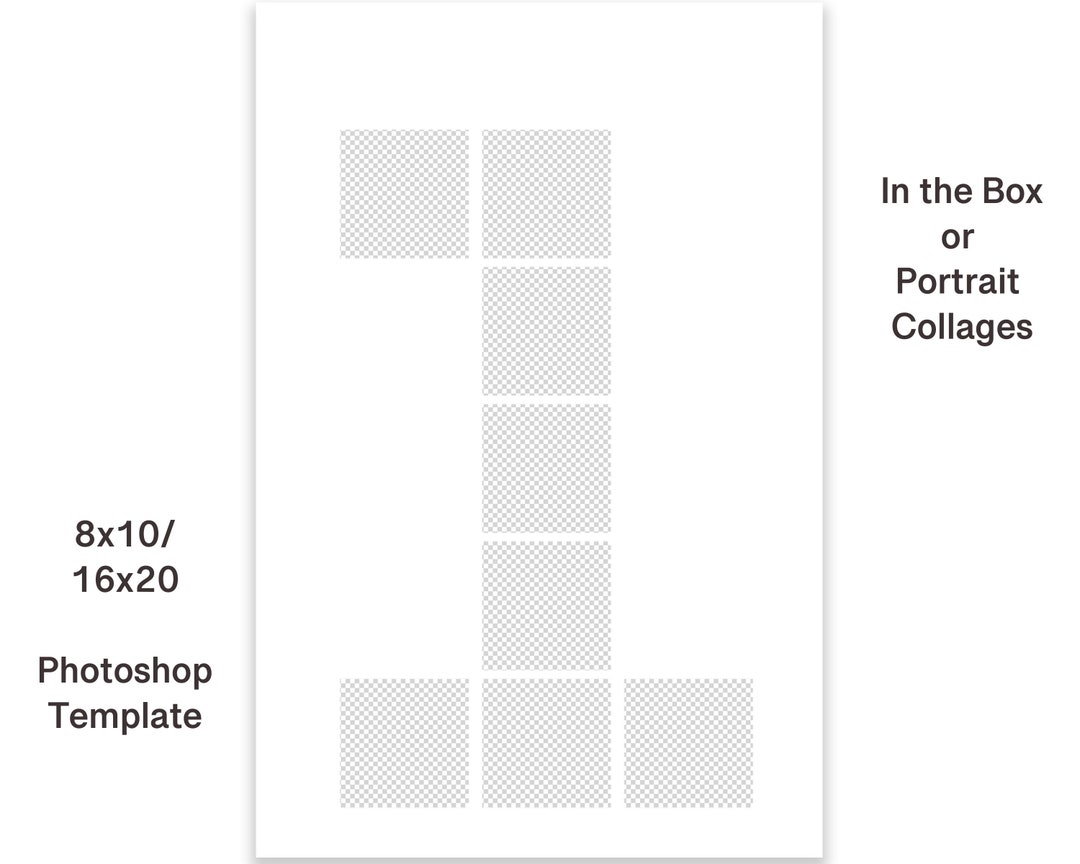 In the Box Photoshop Template First Birthday-one WHITE Editable Grid ...