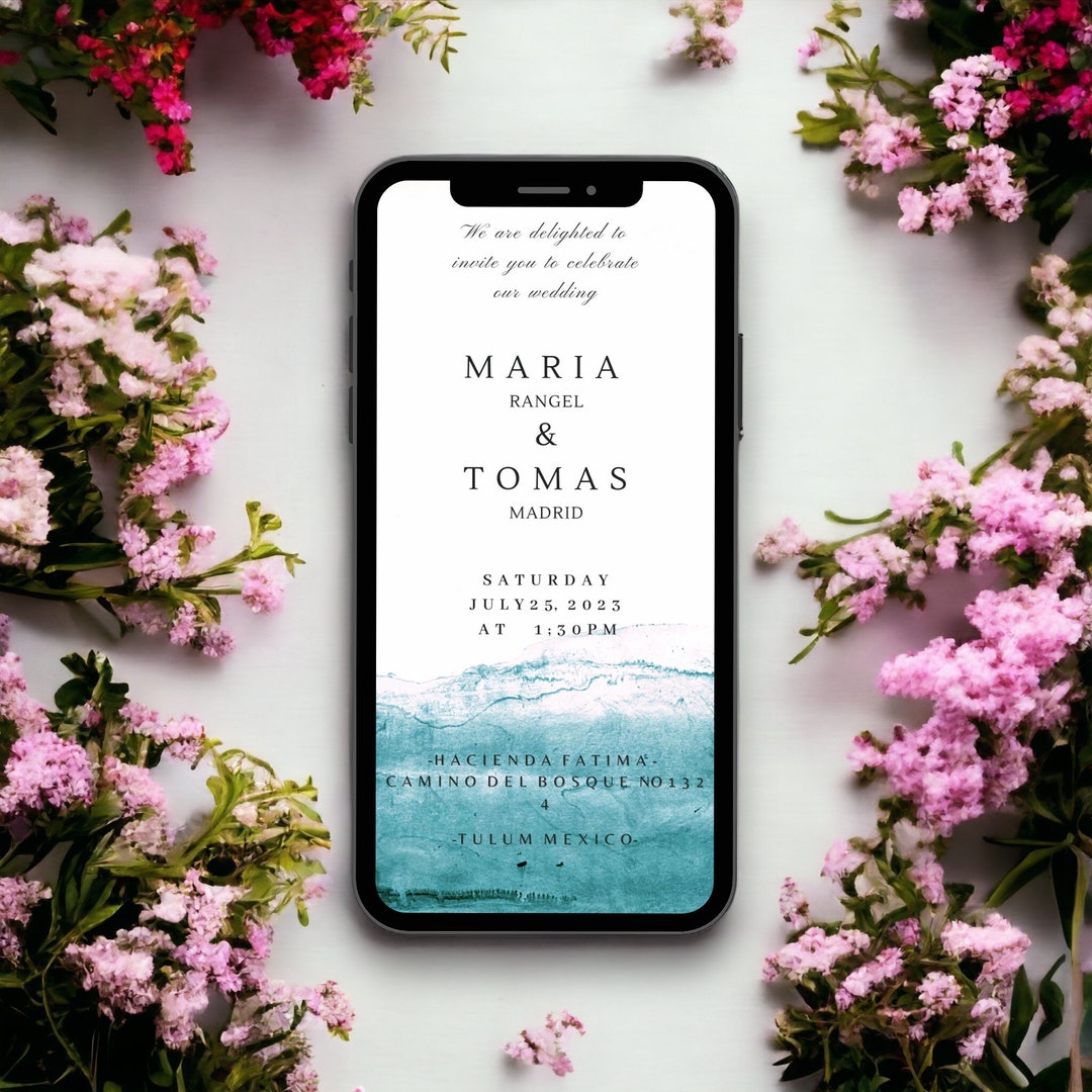 Editable Digital Template Wedding Invitation Smartphone Canva ...