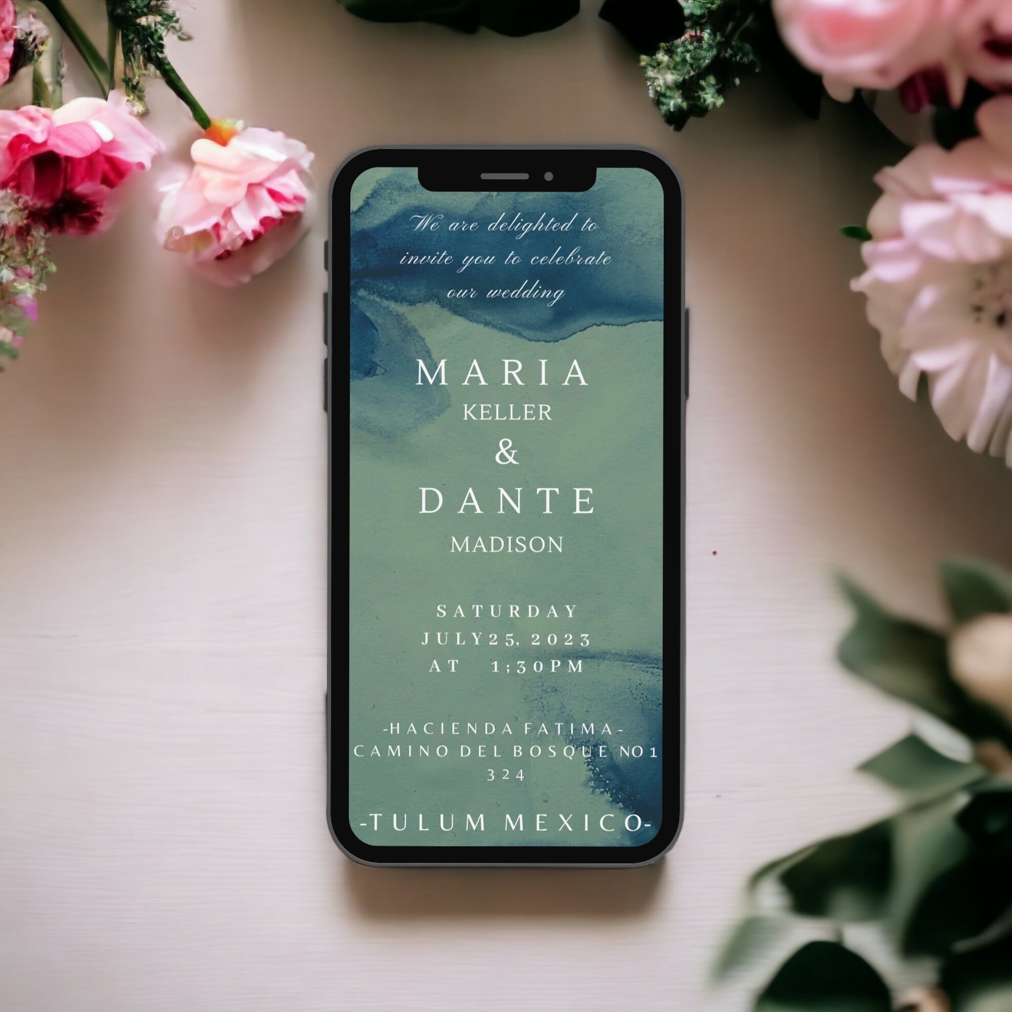 Editable Digital Template Wedding Invitation Smartphone Canva ...